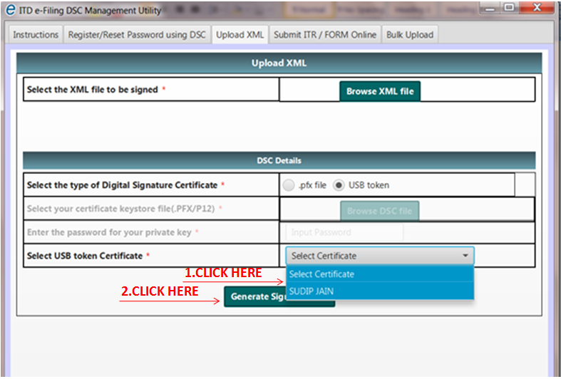 How to upload Income Tax Return by using DSC